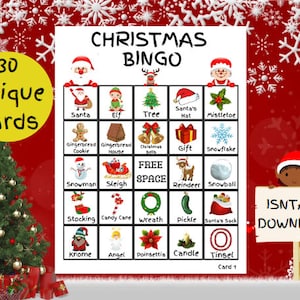Christmas Bingo Printable Game for Kids, Family, Friends, Parties, and ...