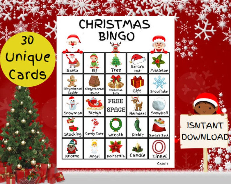 Christmas Bingo Printable Game for Kids, Family, Friends, Parties, and ...