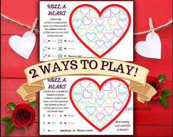 Valentine Roll a Heart Game - Heart Candy Dice Game - Classroom ...