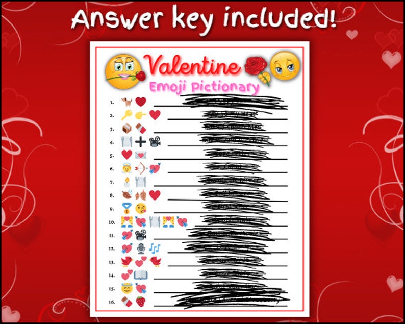 Valentine's Emoji Pictionary Game | Fun Valentine's Day Printable Games ...