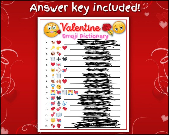 Valentine's Emoji Pictionary Game | Fun Valentine's Day Printable Games ...