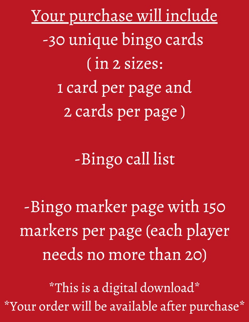 Christmas Bingo Printable Game for Kids, Family, Friends, Parties, and ...
