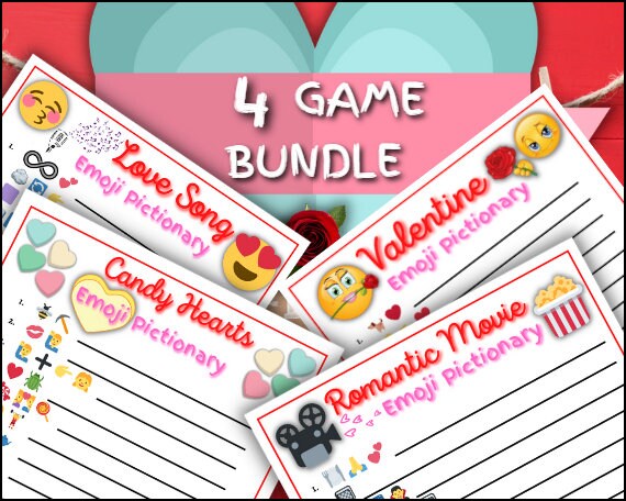 Valentines Emoji Pictionary Bundle, Fun Valentine's Day Printable Games ...