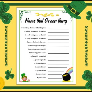 St Patricks Day All Things Green/ Trivia Game/printable St Patricks Day ...