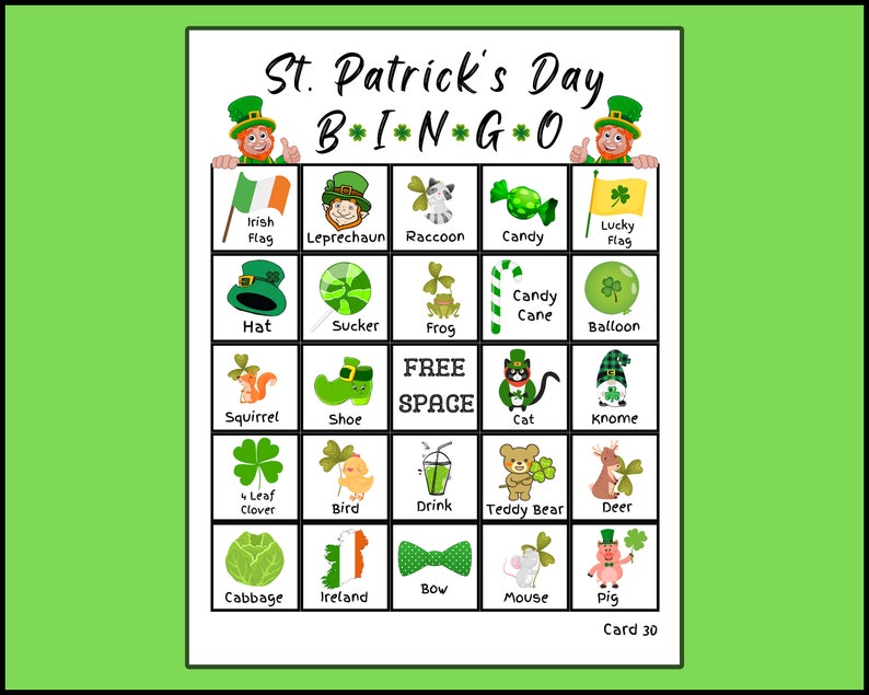 Bingo Game for Kids, St Patrick's Classroom Game, St Patty's Bingo, St ...