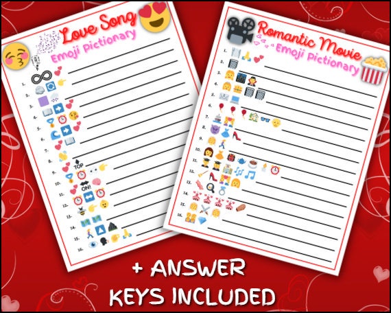 Valentines Emoji Pictionary Bundle, Fun Valentine's Day Printable Games ...