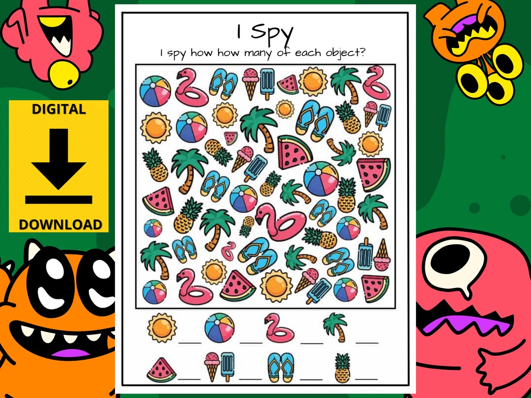 I SPY Summer Activity. Kids Road Trip Activity - Etsy