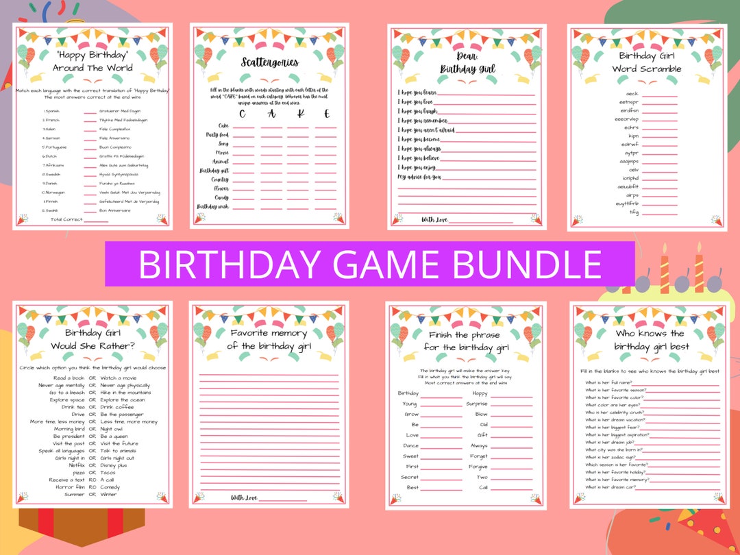 Birthday Game Bundle for Her Party - Etsy