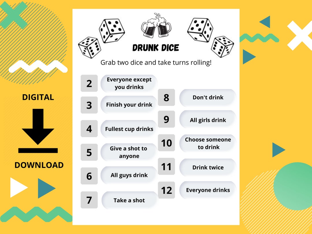 Drunk Dice Drinking Game for Any Party - Etsy