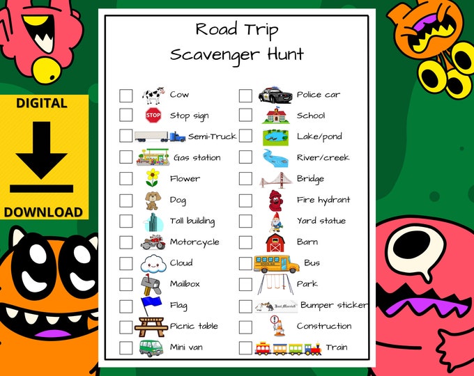 Road Trip Scavenger Hunt for Kids Car Scavenger Hunt Activity for Kids ...