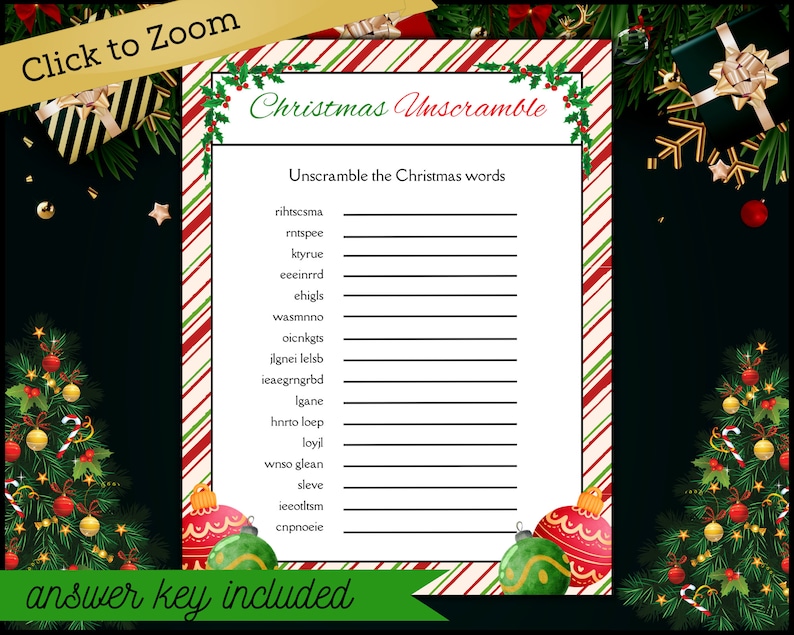 Christmas Unscramble Word Game - Etsy