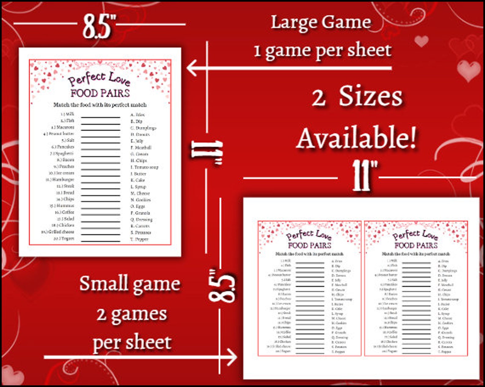 Perfect Love Food Pairs Valentine's Day Game | Valentine Printable ...