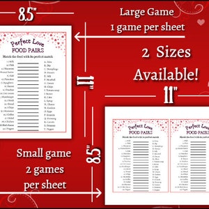 Perfect Love Food Pairs Valentine's Day Game | Valentine Printable ...
