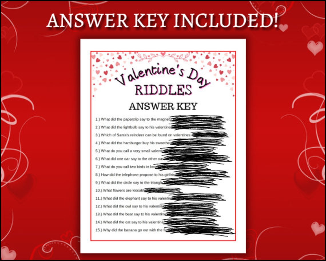 Valentine Riddles Game for Kids | Printable Valentine Party Game ...