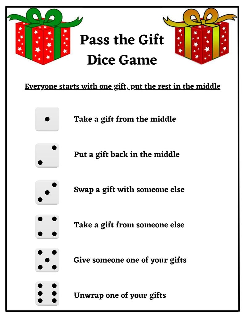 Pass the Gift Game, Family Game, Birthday Party Game for Kids. - Etsy