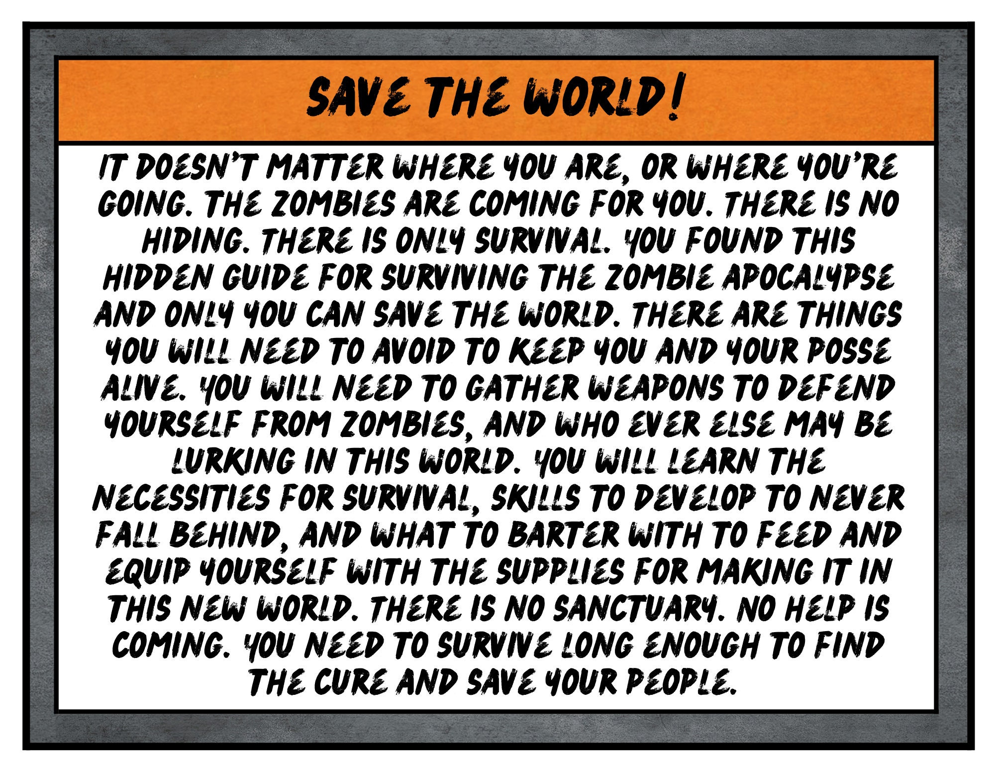 Zombie Apocalypse Escape Room for Kids - Printable Party Game - Zombies ...