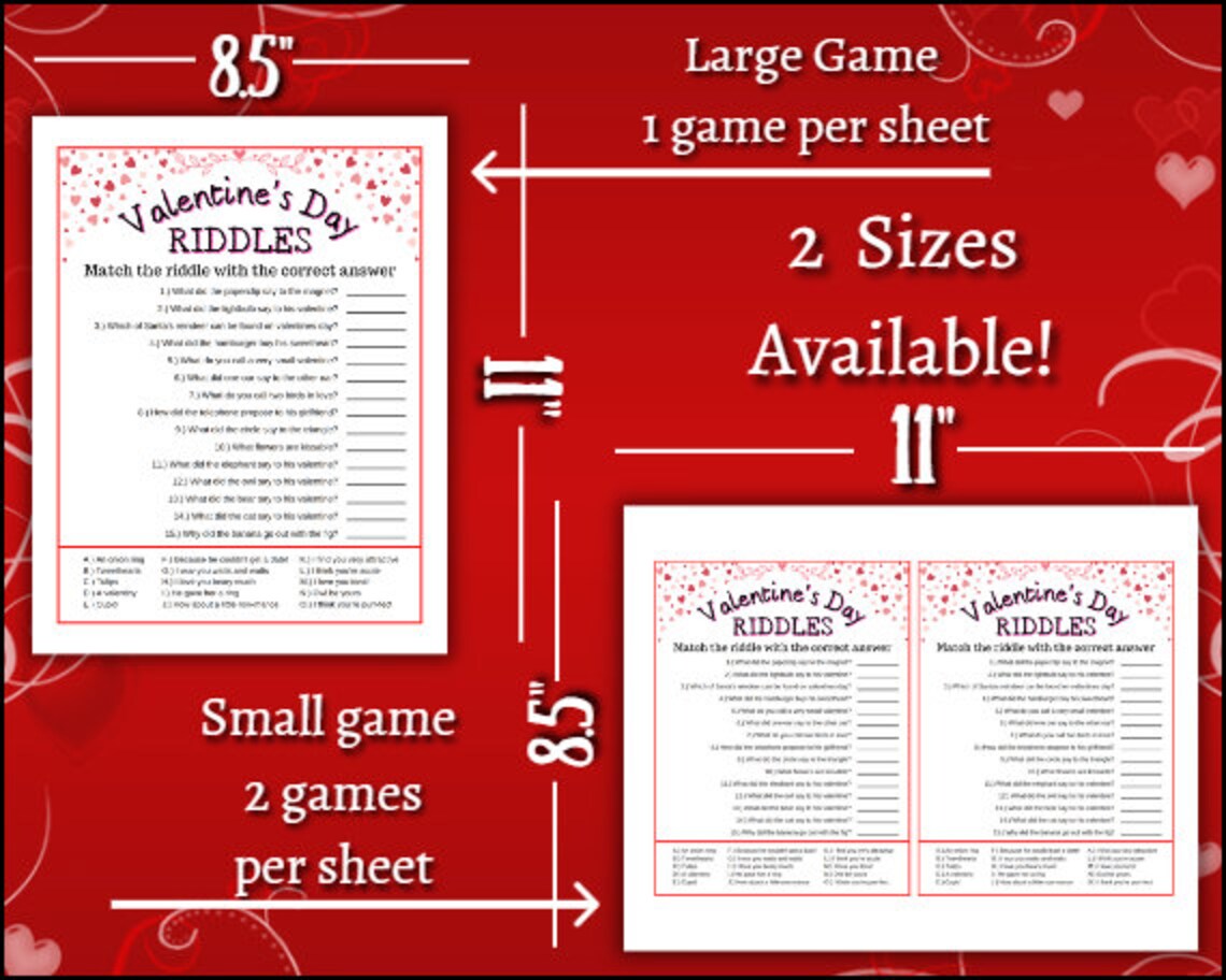 Valentine Riddles Game for Kids | Printable Valentine Party Game ...