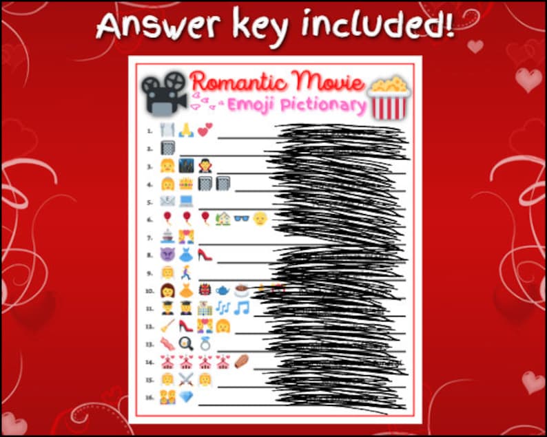 Valentine's Romantic Movie Emoji Pictionary Game | Fun Valentine's Day ...