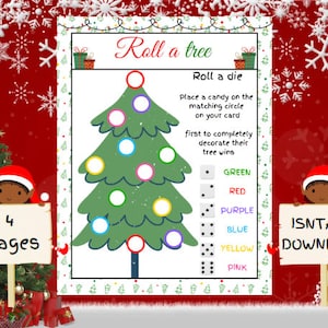 Roll A Tree Christmas Game, Printable Christmas Games, Roll A Tree Dice ...