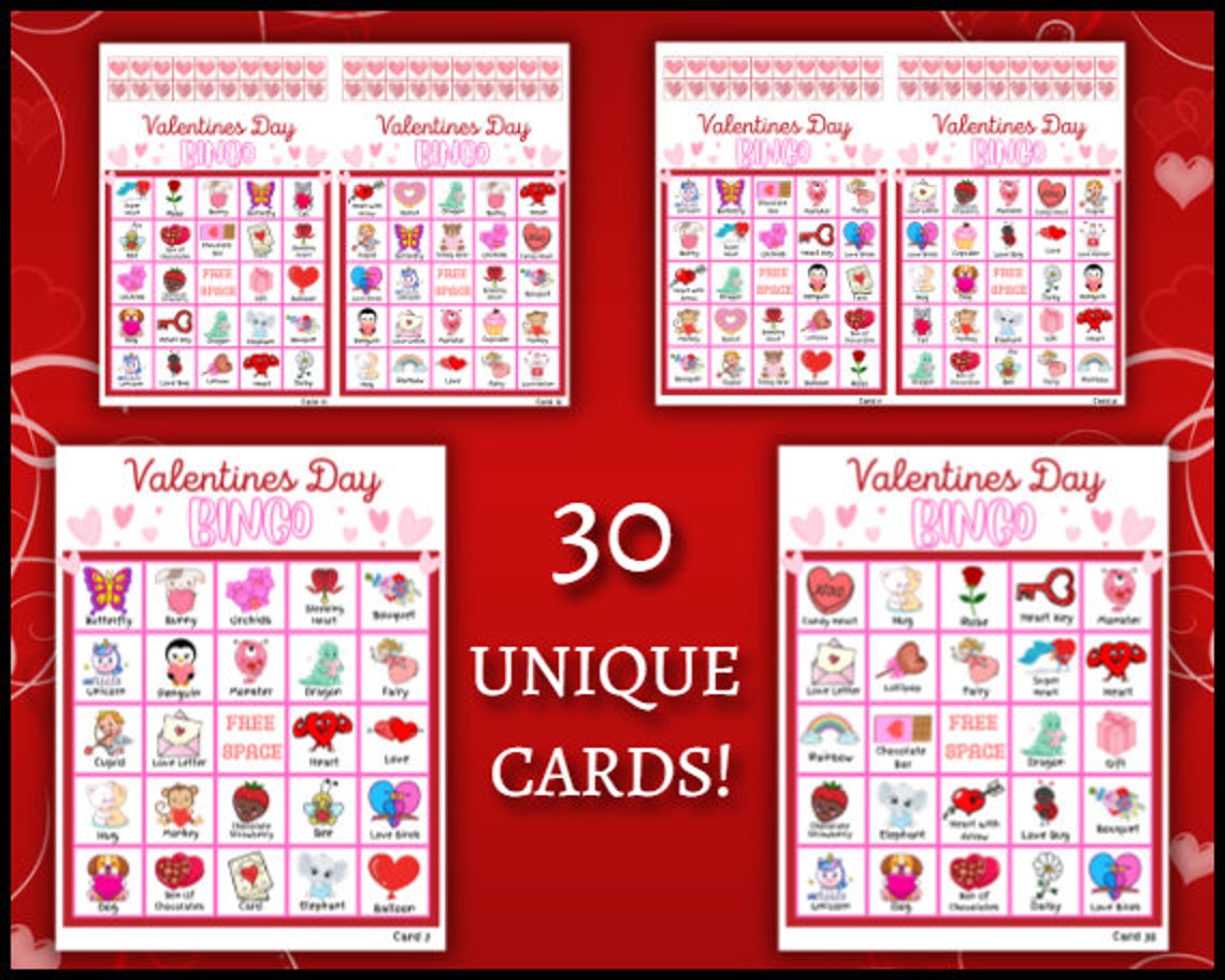 Valentine's BINGO Game for Kids and Adults | Valentine's Day Printable ...