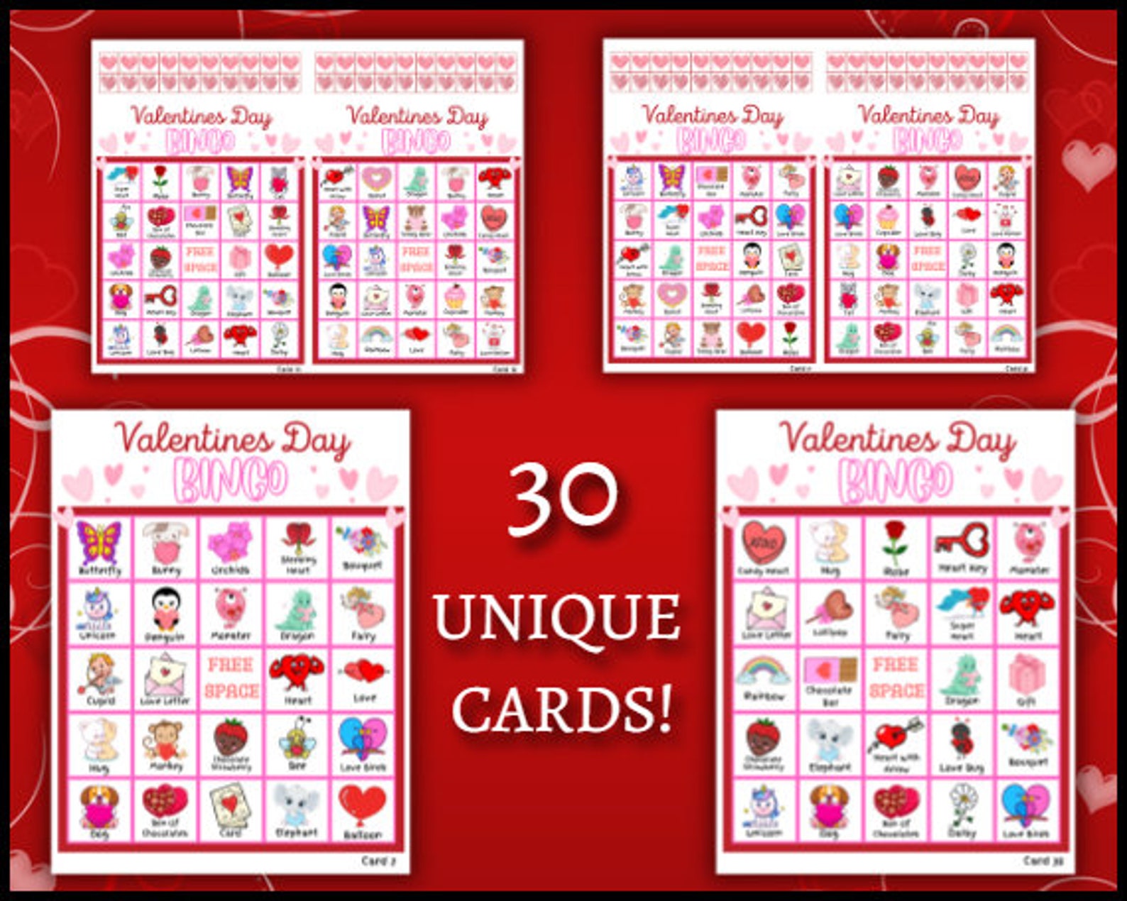 Valentine's BINGO Game for Kids and Adults | Valentine's Day Printable ...