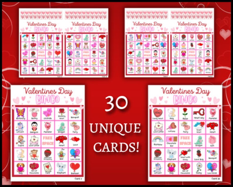 Valentine's BINGO Game for Kids and Adults | Valentine's Day Printable ...
