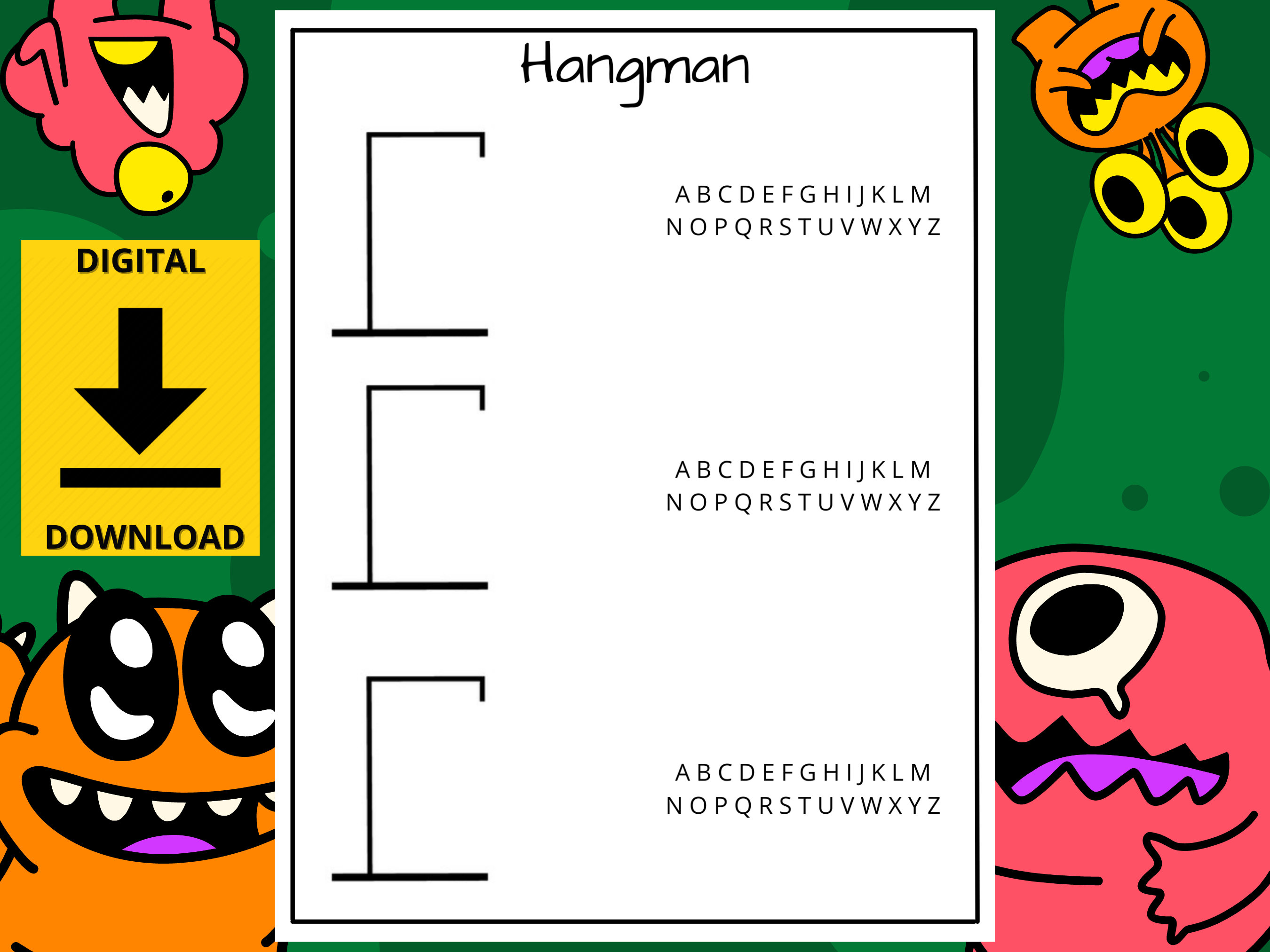 Printable Hangman Game for Kids. Kids Activity - Etsy