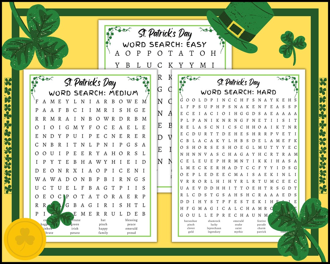 Word Search Game, St Patrick's Day Game, St Patrick's Day Party Game ...
