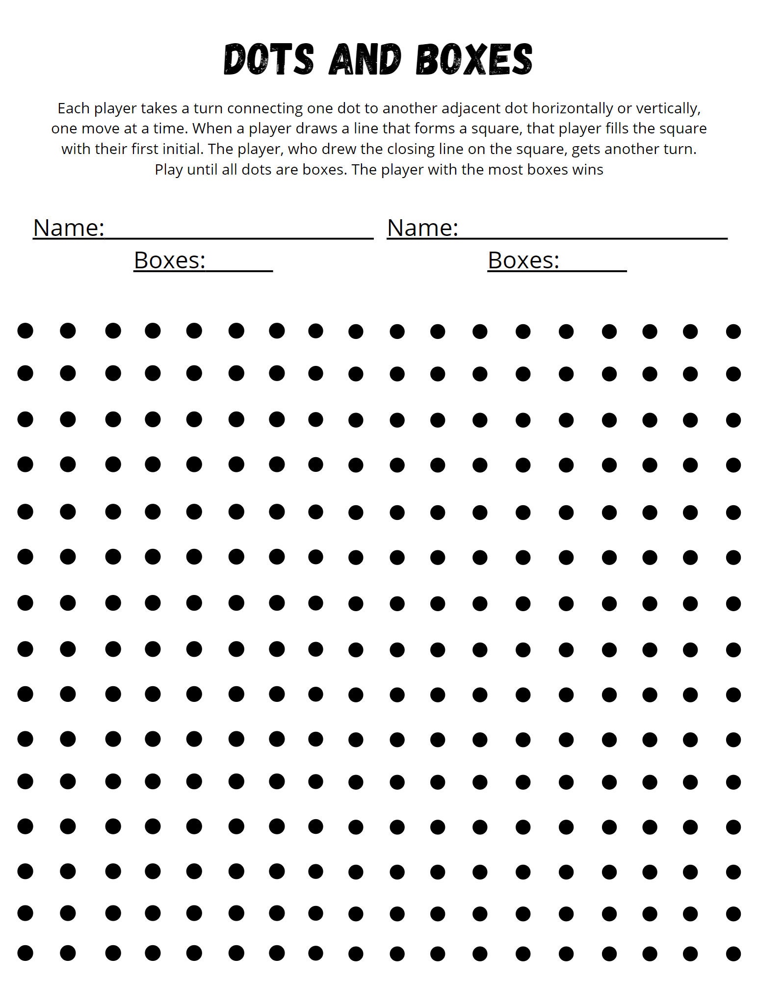 Printable Dots Game for Kids, Digital Download - Etsy