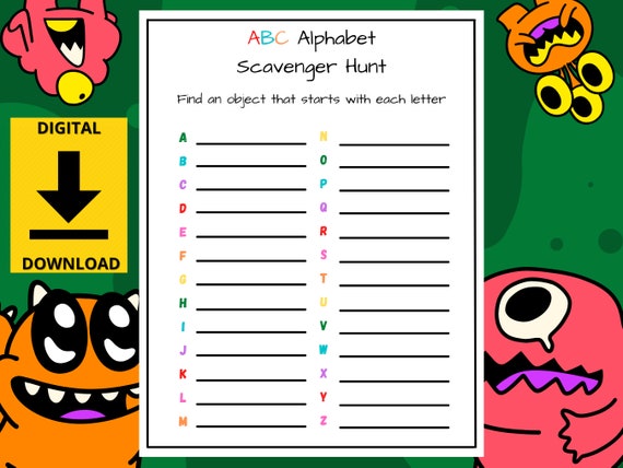 ABC Scavenger Hunt Outdoor Activity for Kids | Etsy