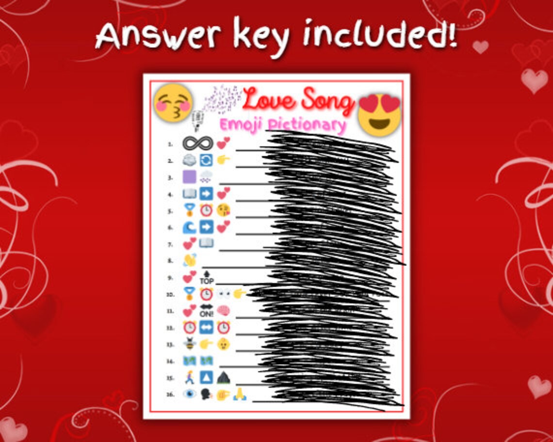 Valentine's Love Song Emoji Pictionary Game | Fun Valentine's Day ...