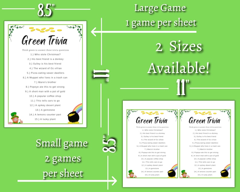 Green Trivia St. Patrick's Day Game | Color Me Green | Fun St. Pattys ...