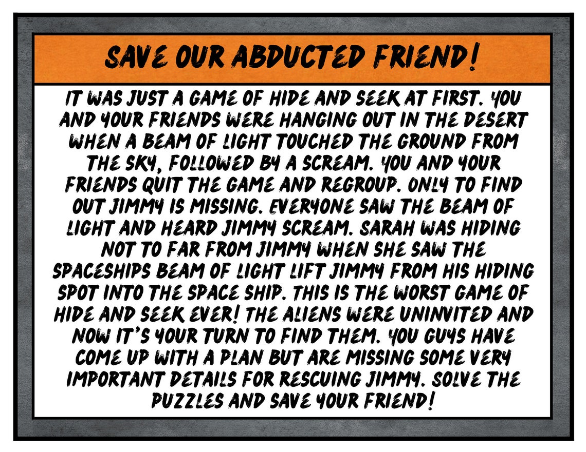 Alien Escape Room Printable Party Game - Escape Room Kit - Birthday ...