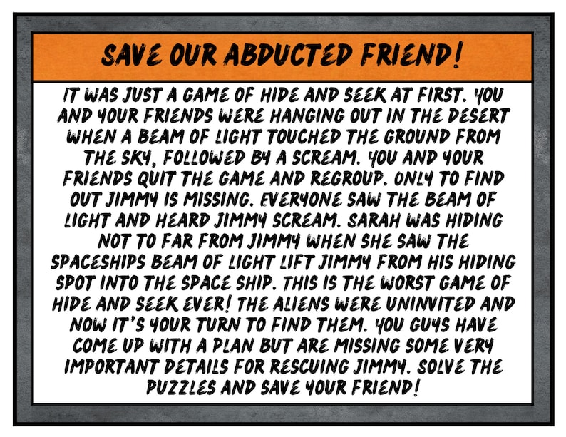 Alien Escape Room Printable Party Game - Escape Room Kit - Birthday ...
