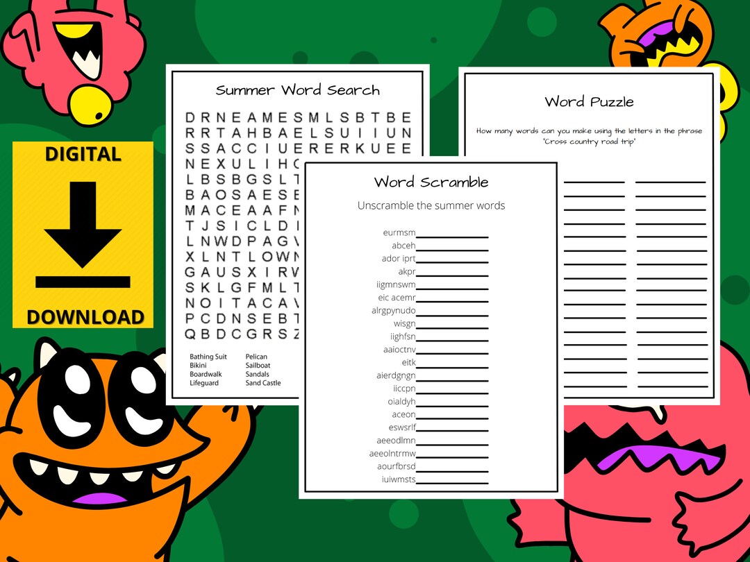 Word Puzzle Bundle. Word Search, Word Scramble, - Etsy