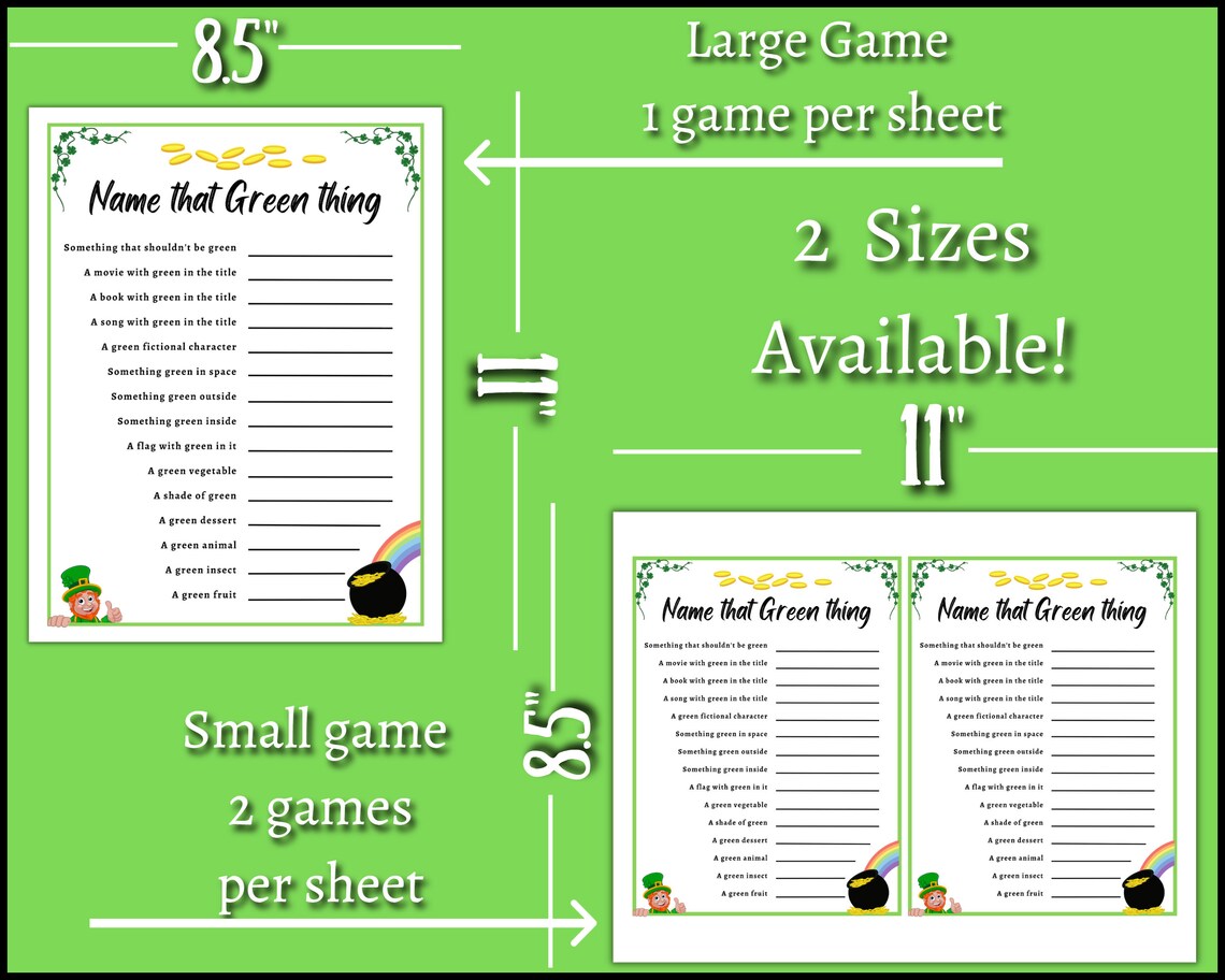 St Patricks Day All Things Green/ Trivia Game/printable St Patricks Day ...