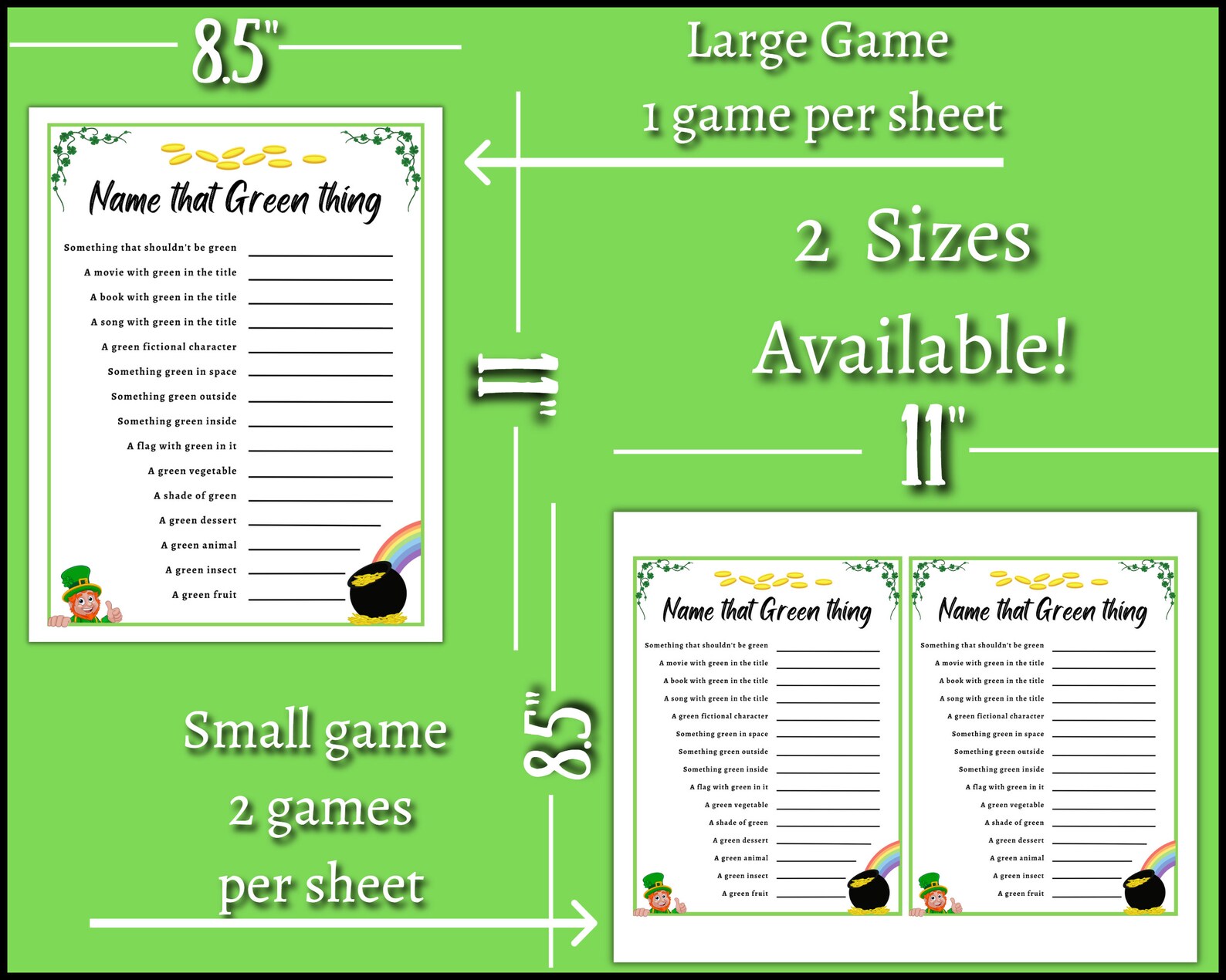 St Patricks Day All Things Green/ Trivia Game/printable St Patricks Day ...
