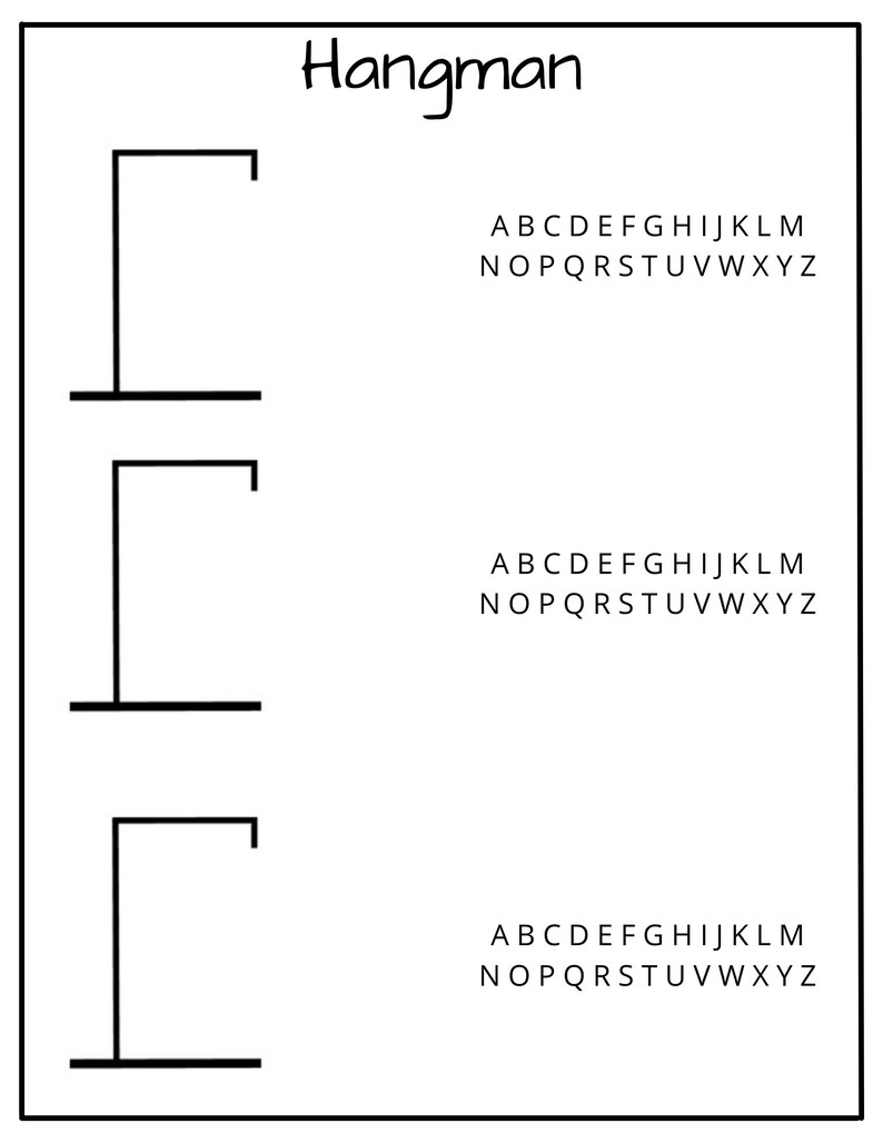 Printable Hangman Game for Kids. Kids Activity - Etsy