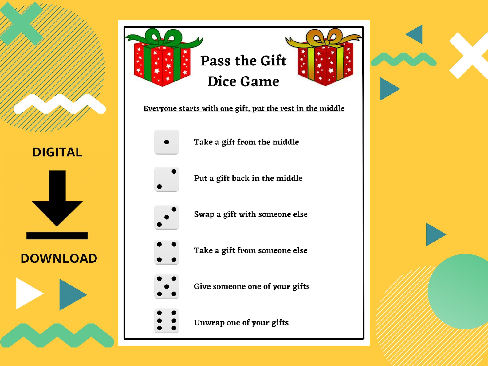 Pass the Gift Game, Family Game, Birthday Party Game for Kids. - Etsy