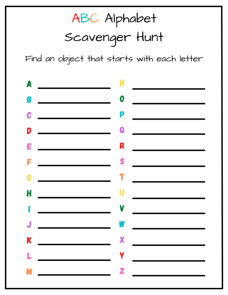 ABC Scavenger Hunt, Outdoor Activity for Kids - Etsy