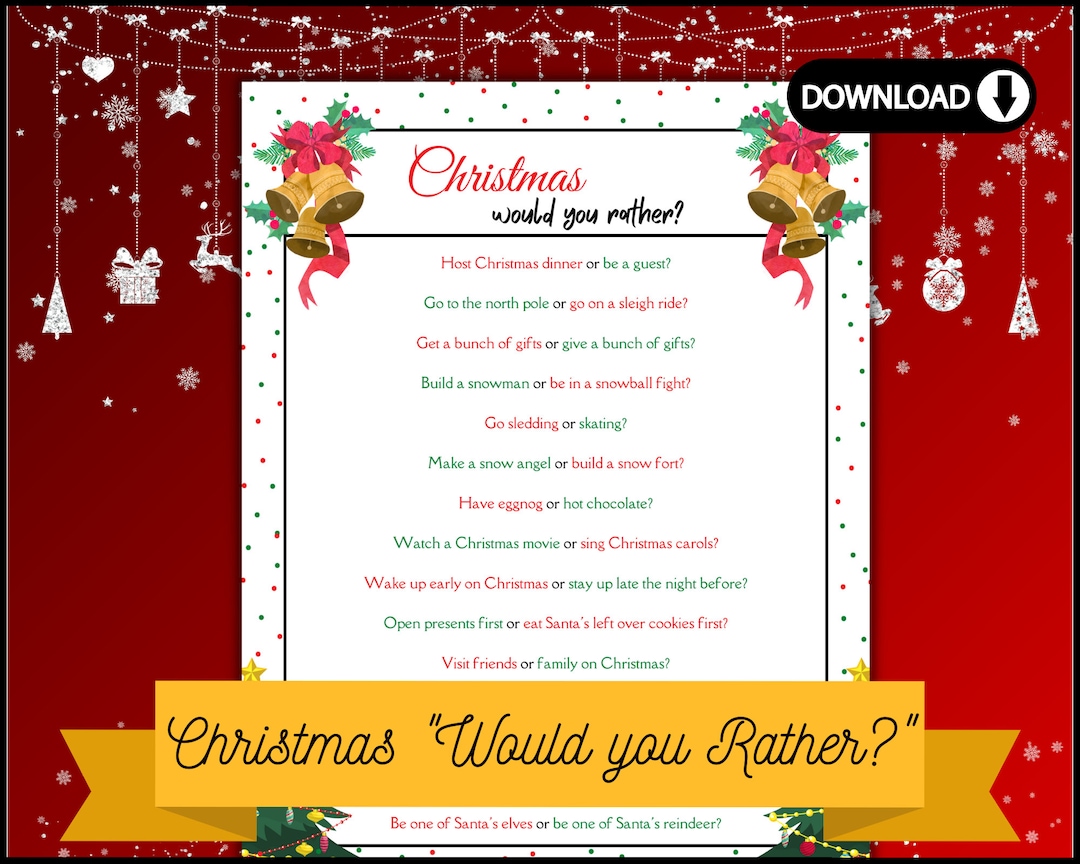 Would You Rather Christmas Game - Etsy
