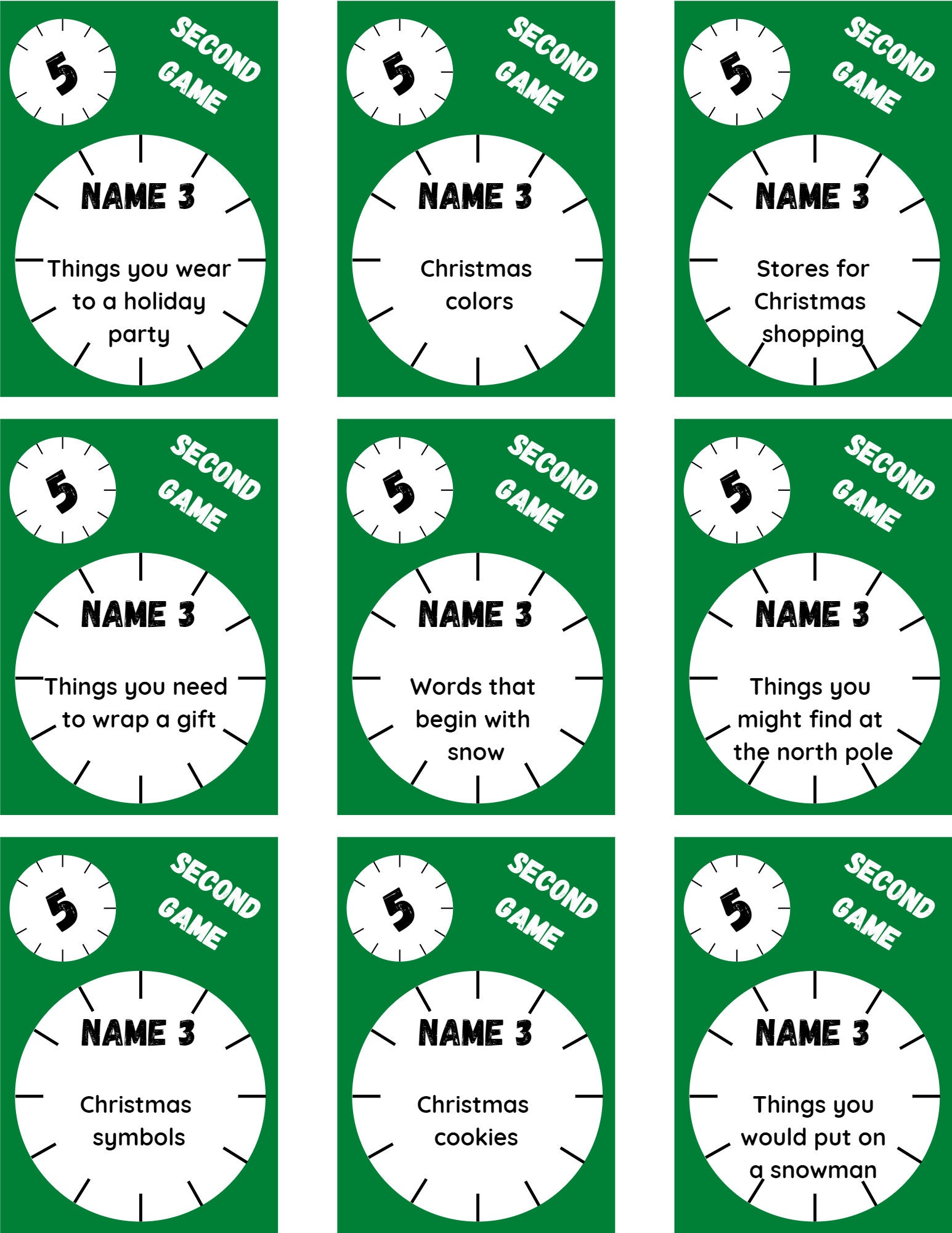 5 Second Game Christmas Party Game for Family or Work - Etsy