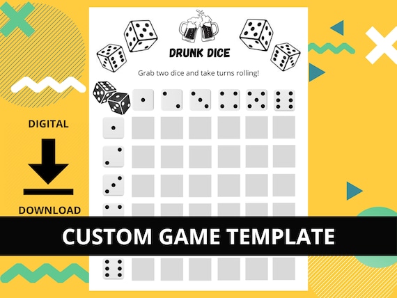 Drunk Dice Game Template for Adult Drinking Game Party - Etsy