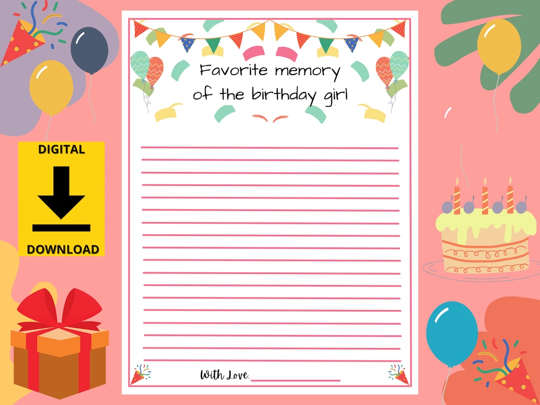 Favorite Memory of the Birthday Activity for Her Party - Etsy