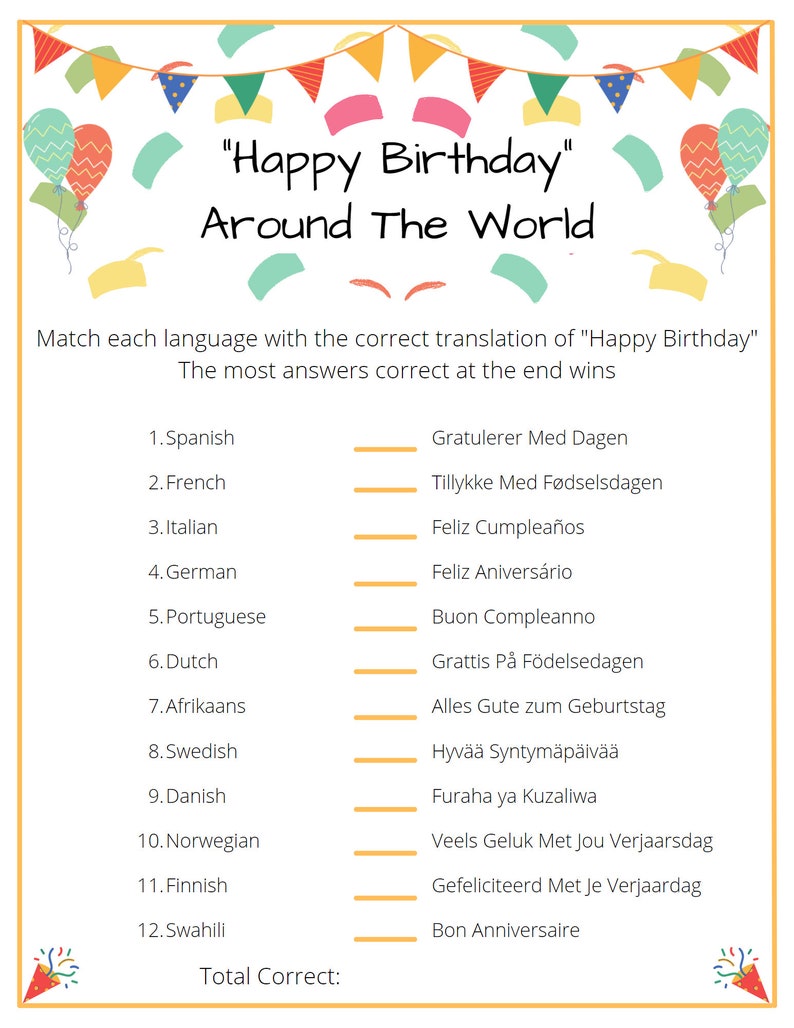 Happy Birthday Around the World Race Game for Kids of All Ages - Etsy
