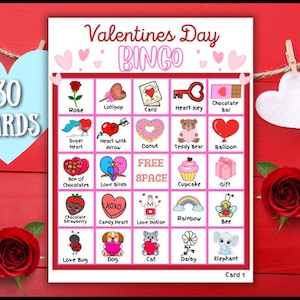 Valentine's BINGO Game for Kids and Adults | Valentine's Day Printable ...
