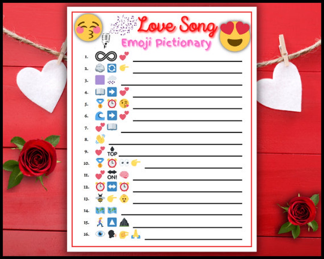 Valentine's Love Song Emoji Pictionary Game | Fun Valentine's Day ...