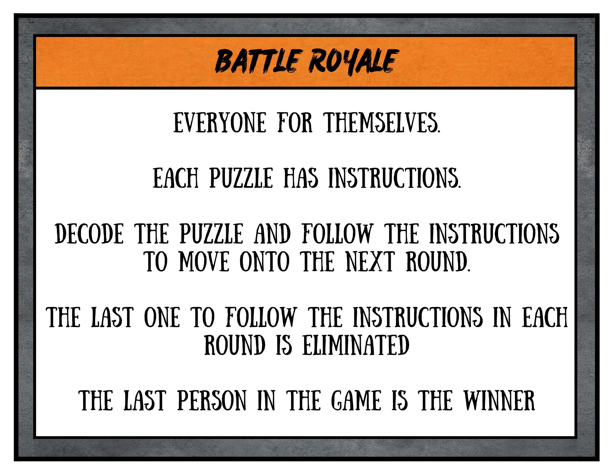 Battle Royale Escape Room for Teens/kids - Printable Party Game ...