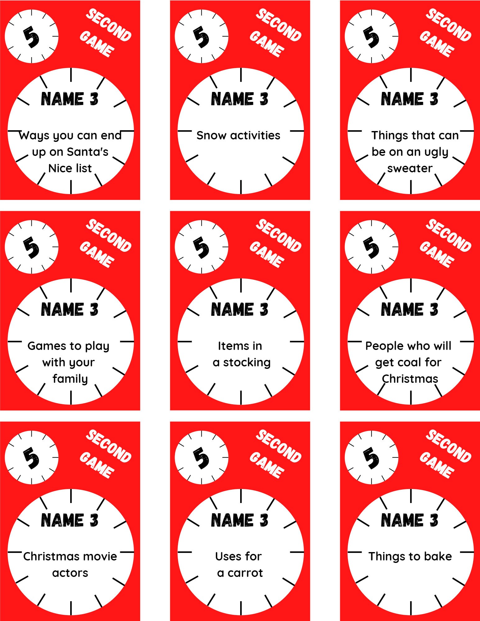 5 Second Game Christmas Party Game for Family or Work - Etsy
