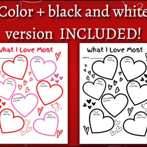 What I Love Writing Activity, Valentine's Day Printable, Journal Prompt ...